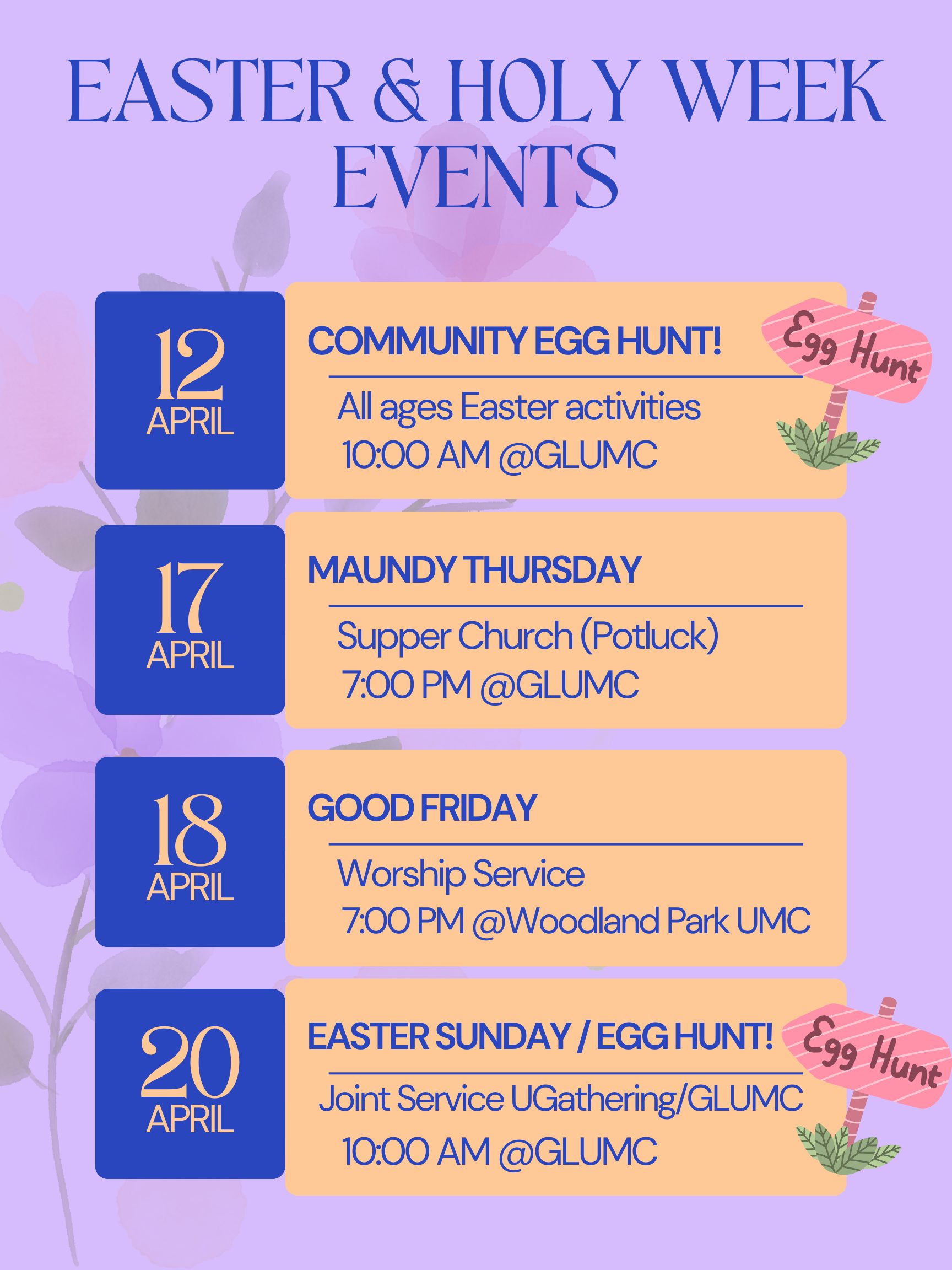 Holy Week & Easter Schedule 2025 - University Gathering United ...